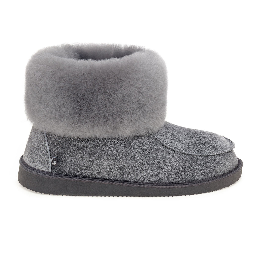 Aesop Sheepskin Slippers - Grey Distressed Leather | CIORA SCOTLAND