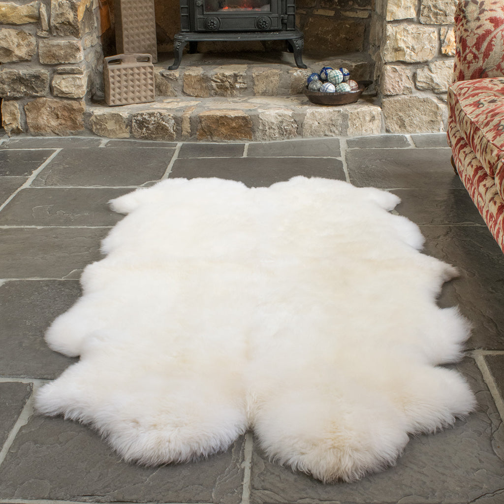 Natural White Quad Sheepskin Rug | CIORA SCOTLAND